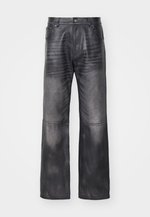 424 PANTS - Leather trousers - black - Zalando.co.uk