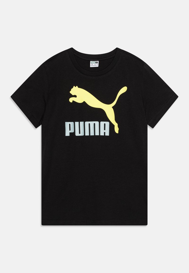 Puma CLASSICS LOGO TEE UNISEX - T-Shirt print - black/turquoise surf ...