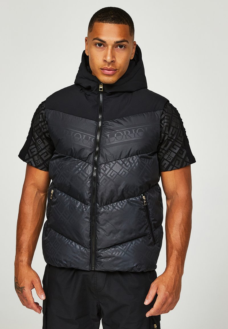 Glorious Gangsta ROCAVIN HOODED GILET - Waistcoat - jet black/black ...
