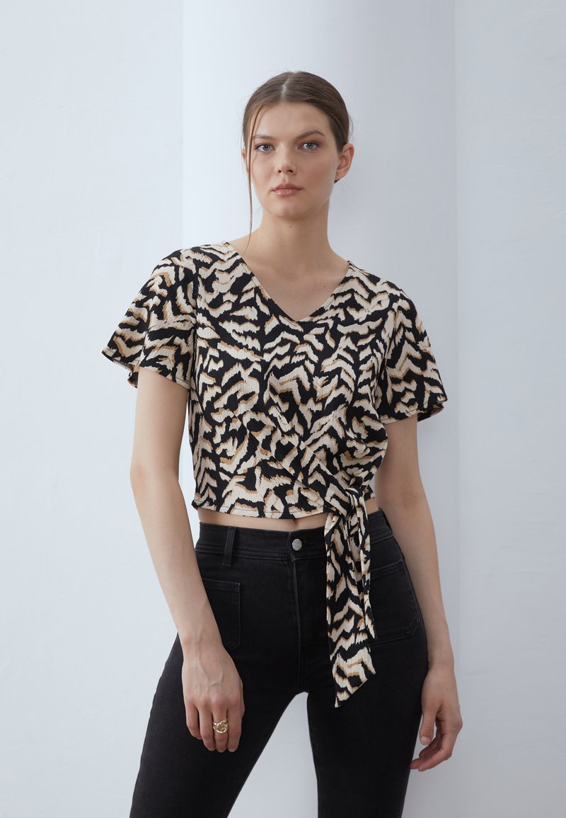 Anna Field Blouse - black/beige/black - Zalando.co.uk