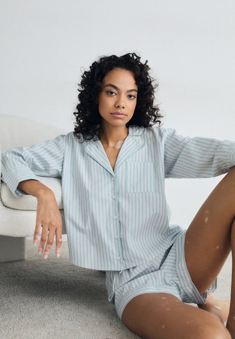 Hunkemöller JACKET STRIPE - Nachtwäsche Shirt - green/grün - Zalando.ch