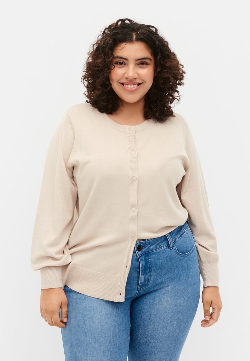Zizzi WITH BUTTON CLOSURE - Cardigan - pumice stone/beige - Zalando.ie