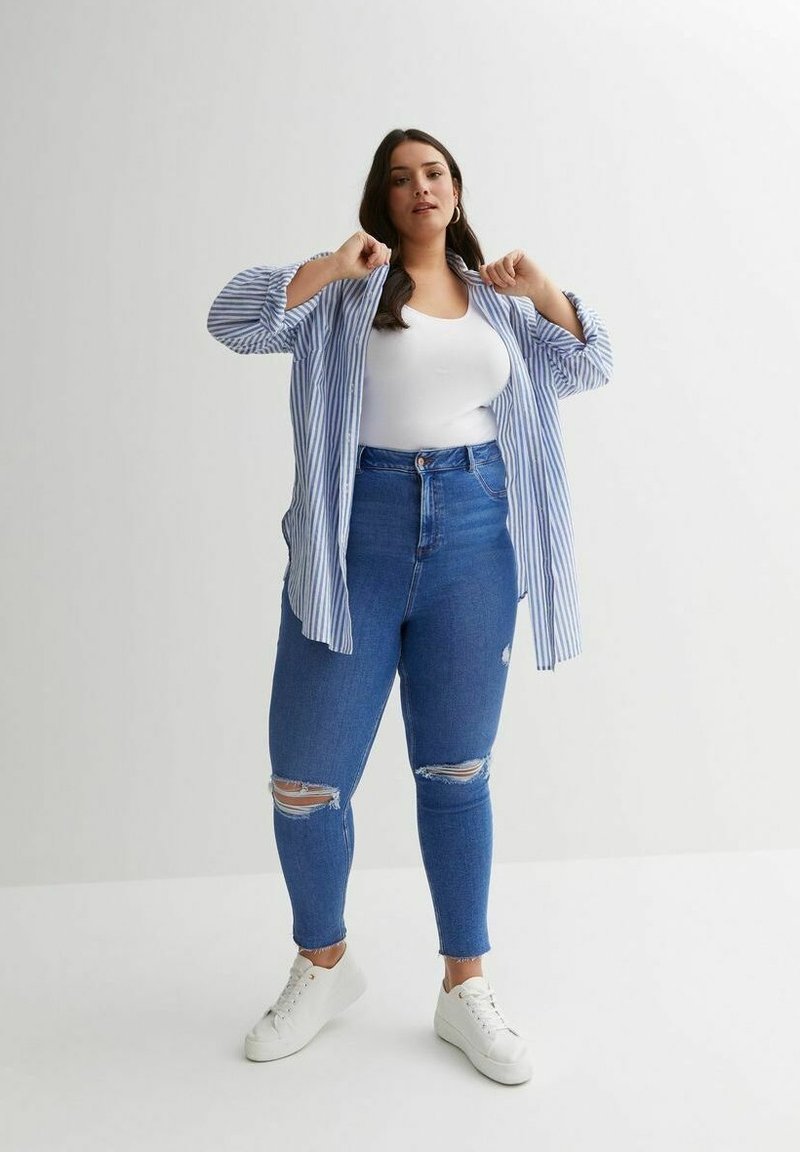 New Look Curves CURVES BRIGHT HIGH WAISTED RIPPED - Vaqueros pitillo ...