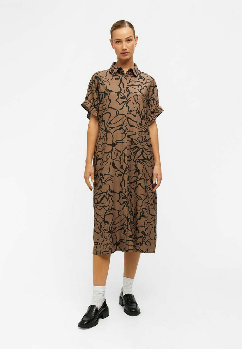 Object PRINT - Vestido camisero - fossil/marrón claro - Zalando.es