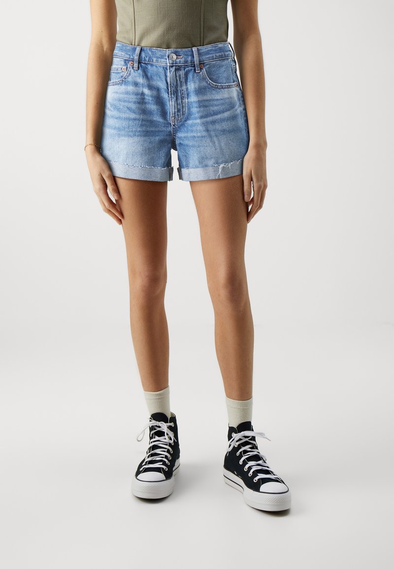 American Eagle PERFECT - Denim shorts - medium indigo wash/blue denim ...