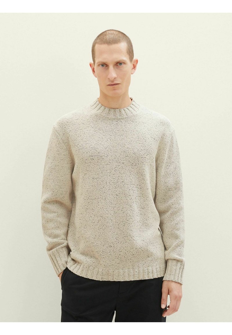 TOM TAILOR Strickpullover - beige alfalfa fancy structure/beige ...