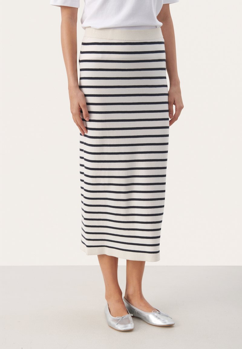 Part Two EMMARIE - Pencil skirt - dark navy stripe/off-white - Zalando.ie