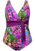 Ulla Popken BLUEBONNET ADJUSTABLE BACK - Badeanzug - azure/pink ...