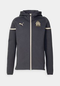 Puma OLYMPIQUE DE MARSAILLE CASUALS HOODY - Felpa con zip - dark coal ...