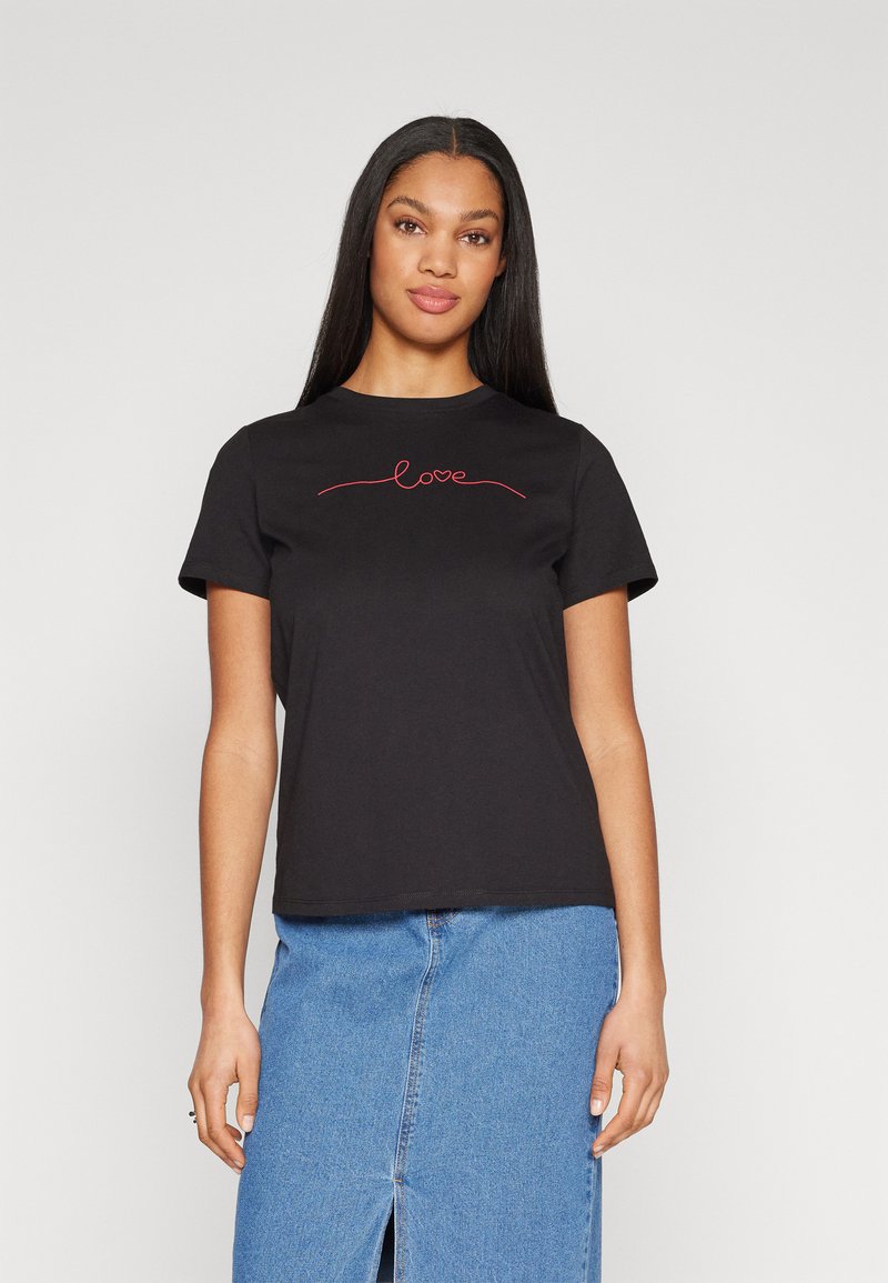 VILA VIPURE - T-shirt print - black print/red love/zwart - Zalando.be