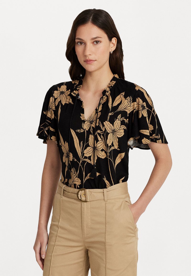 Lauren Ralph Lauren YOHANNIS SHORT SLEEVE - Camicetta - black/tan/nero ...