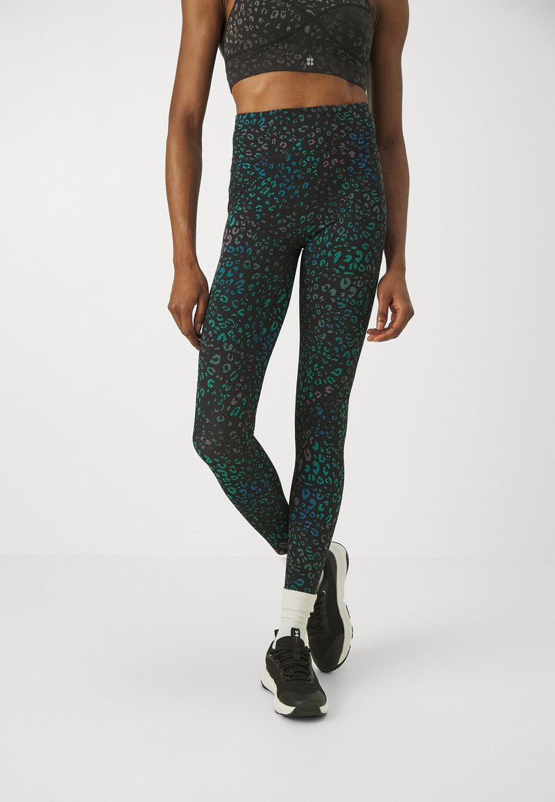 Sweaty Betty GRAVITY - Retuusid - black spliced leopard/must - Zalando.ee