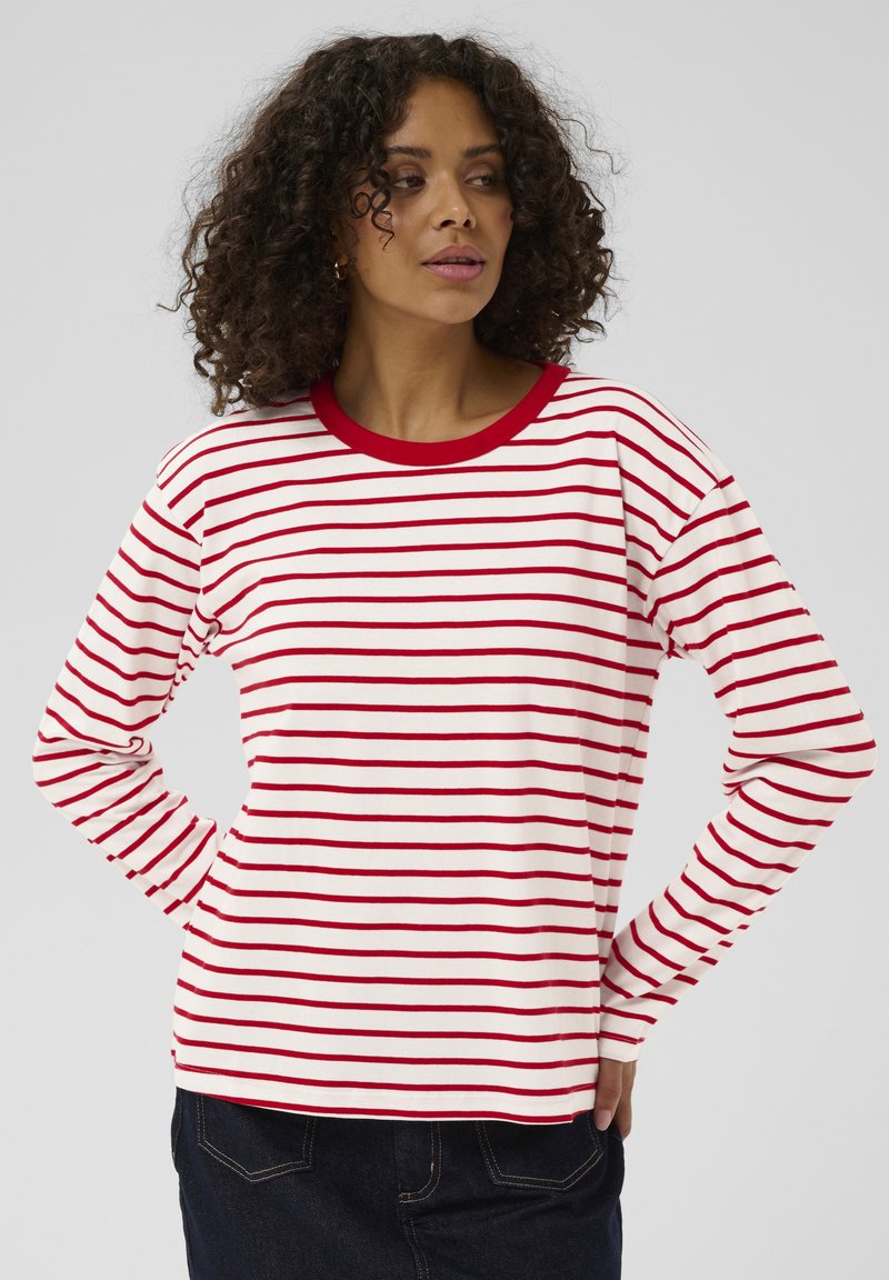 Kaffe WINNY CONTRAST - Long sleeved top - chalk w/red stripes/light red ...