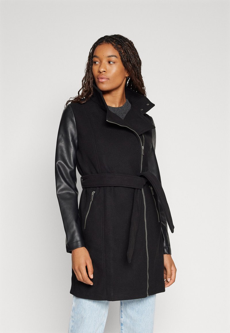 Vero Moda POP NINA ZIP JACKET - Klassinen takki - black detail/black ...