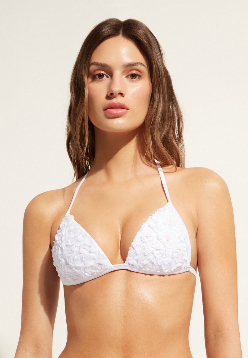 Calzedonia PARIGI PADDED - Bikini-Top - weiß c white roses/offwhite ...