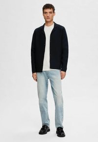 Selected Homme CUBAN COLLAR - Chaqueta de punto - sky captain/azul ...