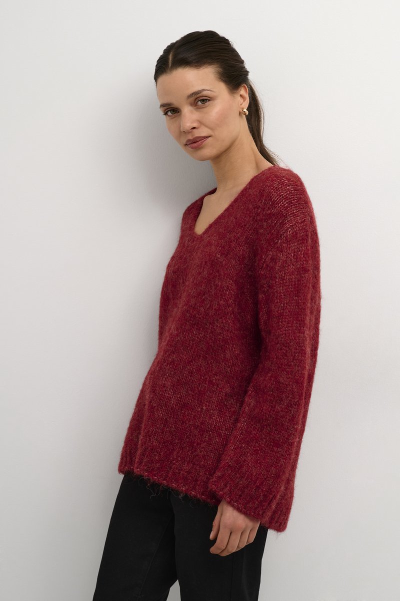 Kaffe ALIOMA 3/4 SL - Pullover - sun-dried tomato melange/rouge foncé ...