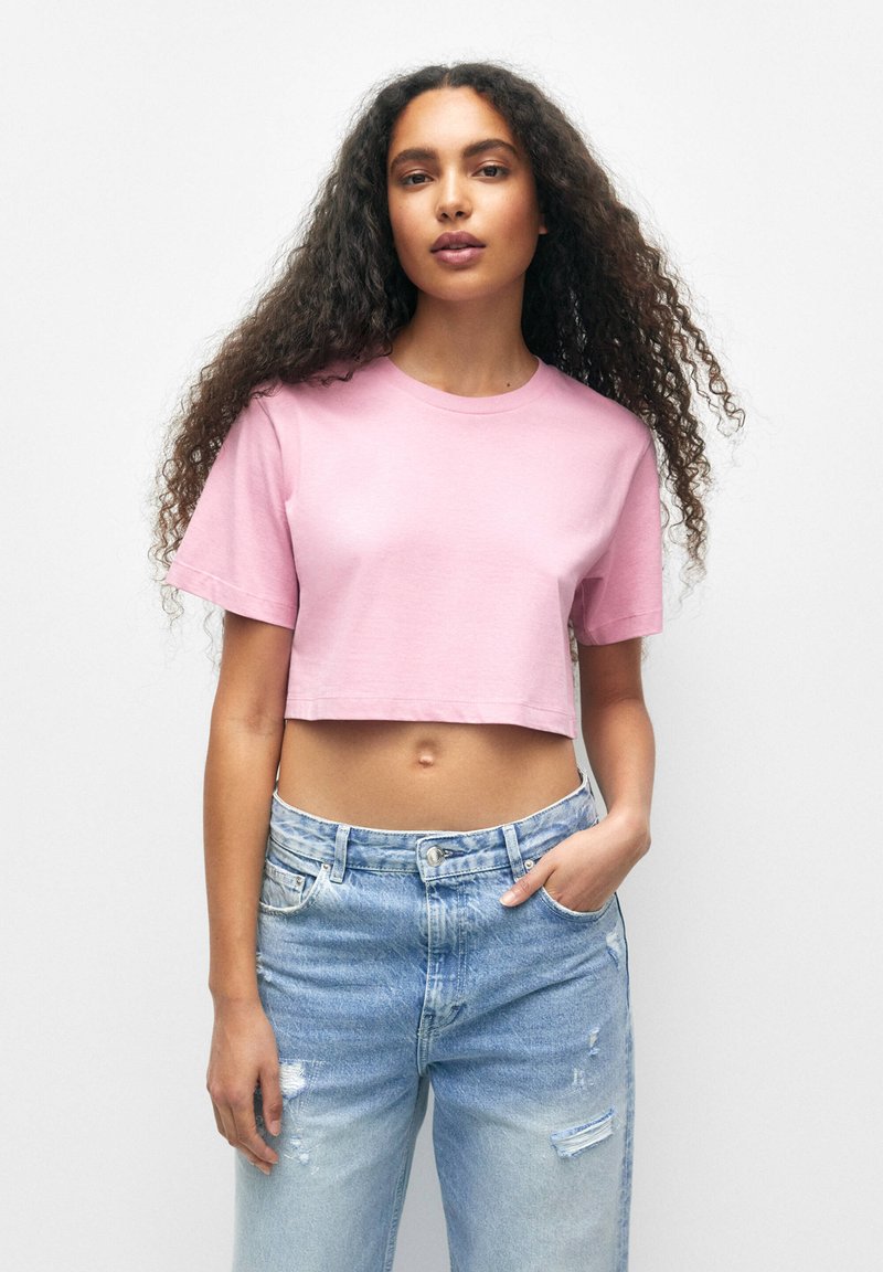 PULL&BEAR CROPPED - T-Shirt basic - light pink/rosa - Zalando.at