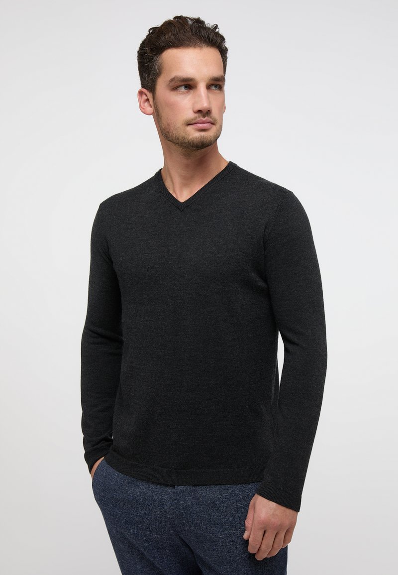 Eterna UNIFARBENER - Strickpullover - graphit/dunkelgrau - Zalando.de