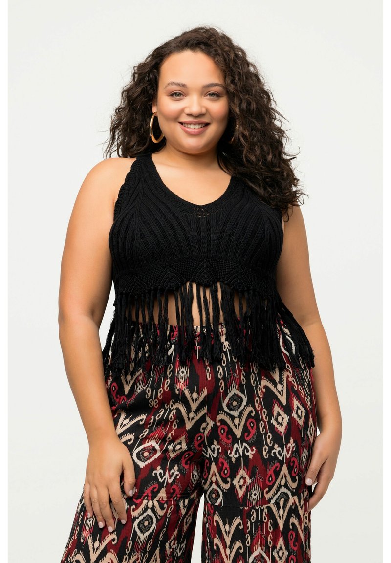 Ulla Popken FRINGED - Linne - black/mörkblå - Zalando.se