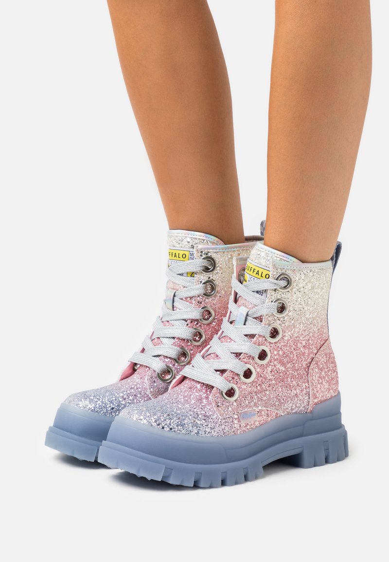 Buffalo ASPHA LACEUP - Enkellaarsjes met plateauzool - mermaid purple ...