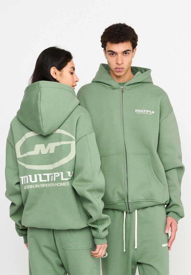 Multiply Apparel BROKEN IDENTITY - Sweater met rits - hedge green/groen ...