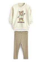 Next BEAR PRINT SWEATSHIRT AND RIBBED LEGGING SET - Sweatshirt - cream ...