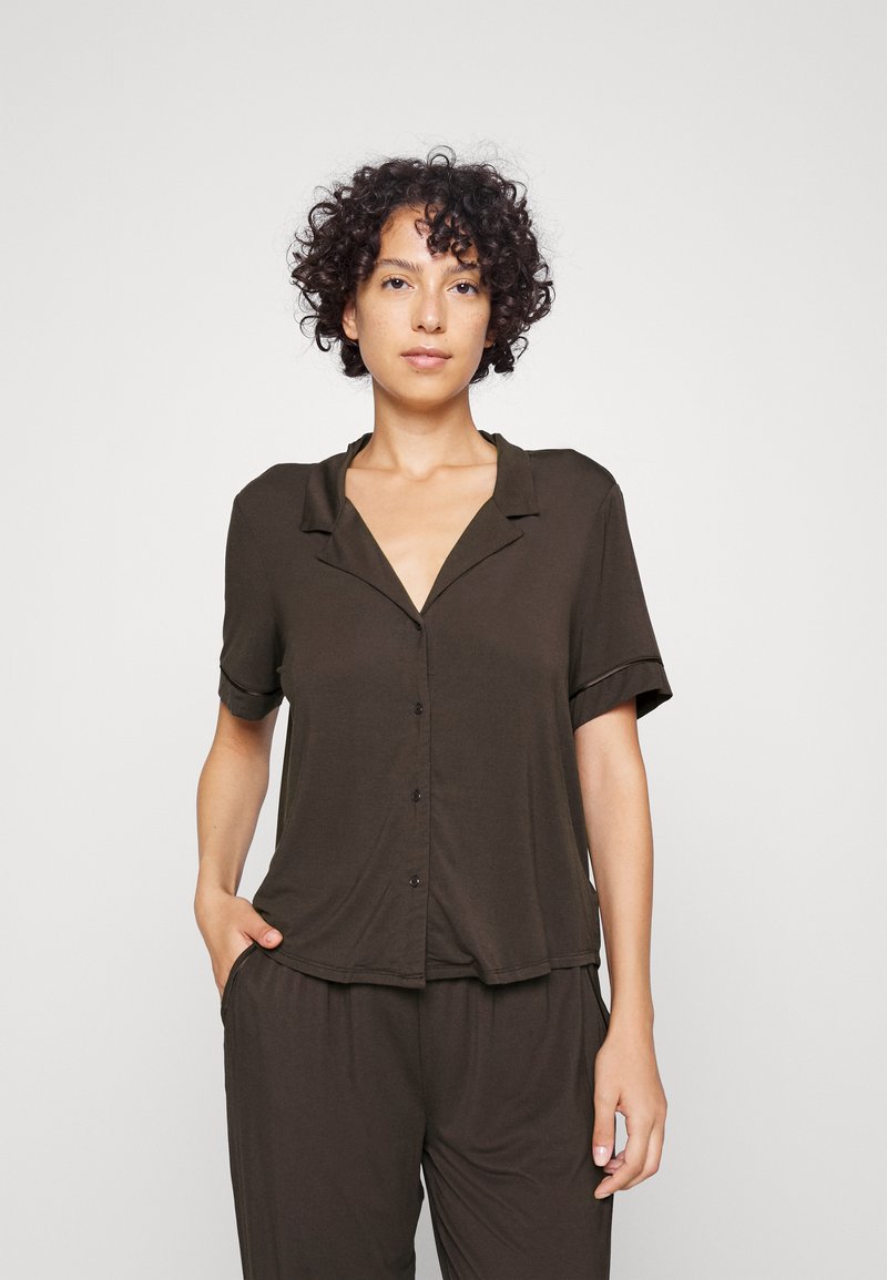 GAP PIPING - Pyjama top - brown noir/dark brown - Zalando.ie
