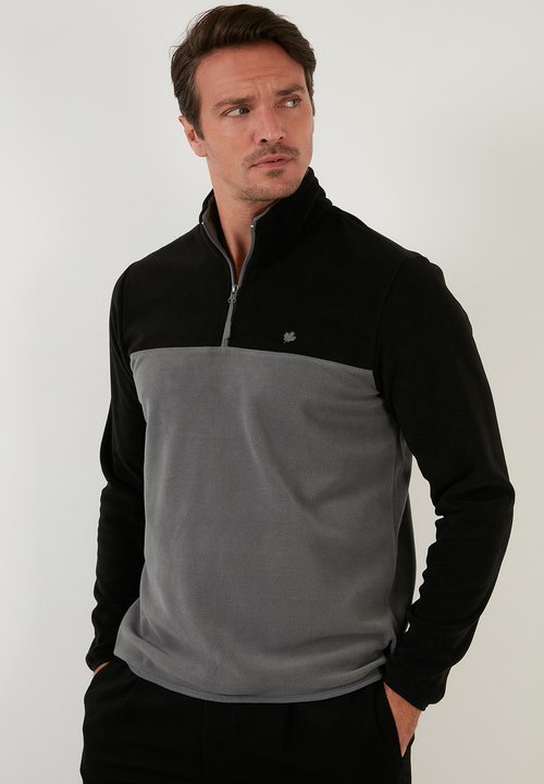 Buratti SLIM FIT - Fleece trui - black/zwart - Zalando.be