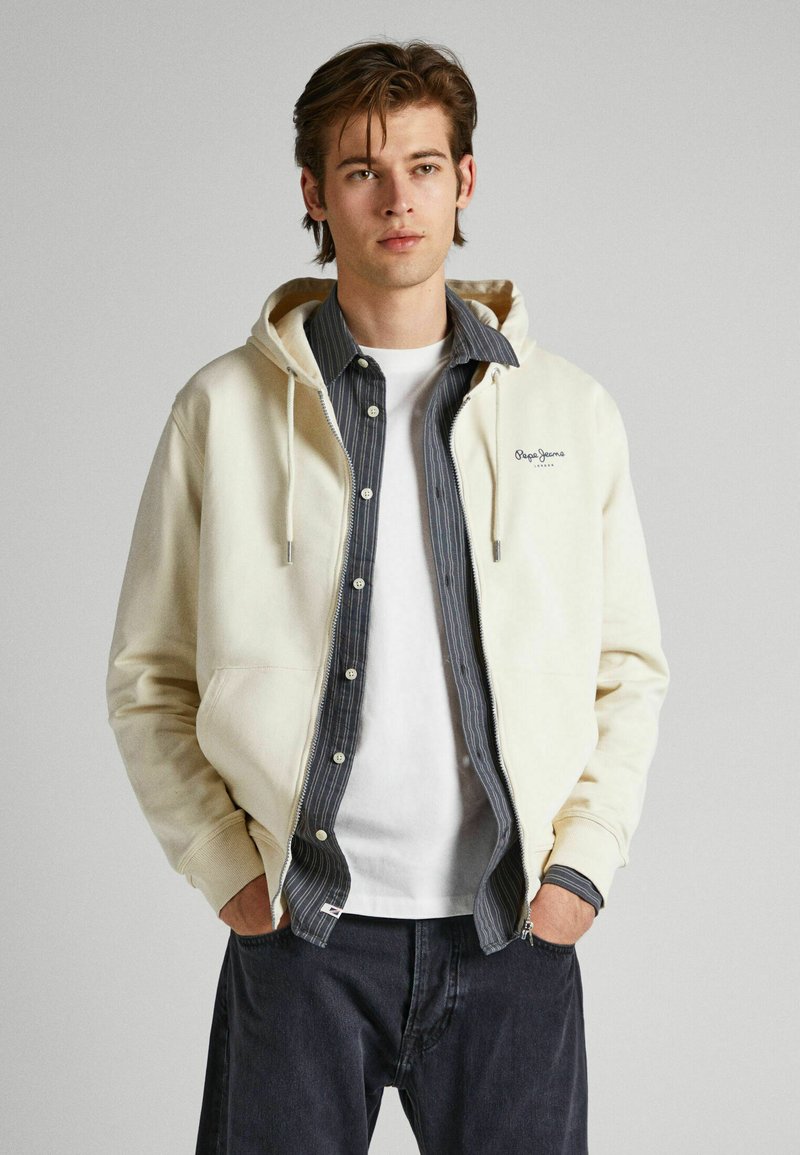 Pepe Jeans HOODIE EDWARD - Sweater met rits - ivory white/wit - Zalando.nl