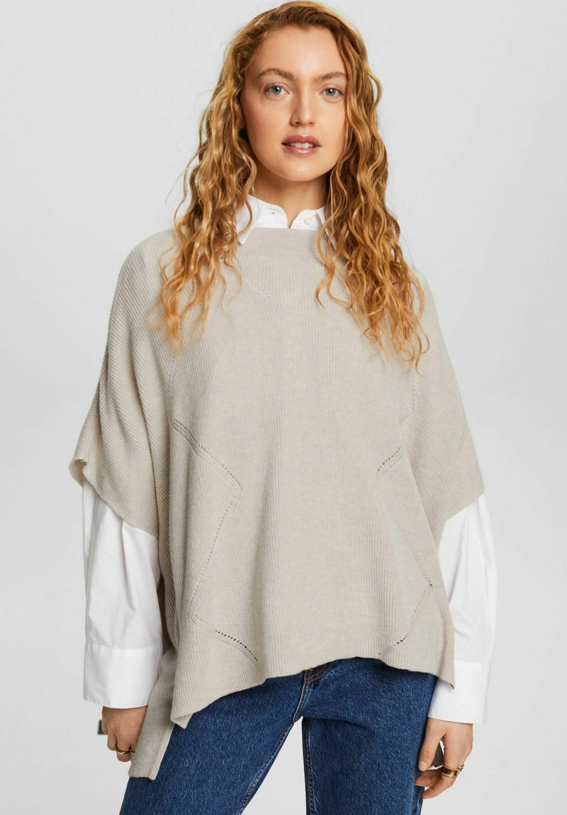 Esprit PONCHO - Cape - light beige/mottled beige - Zalando.ie