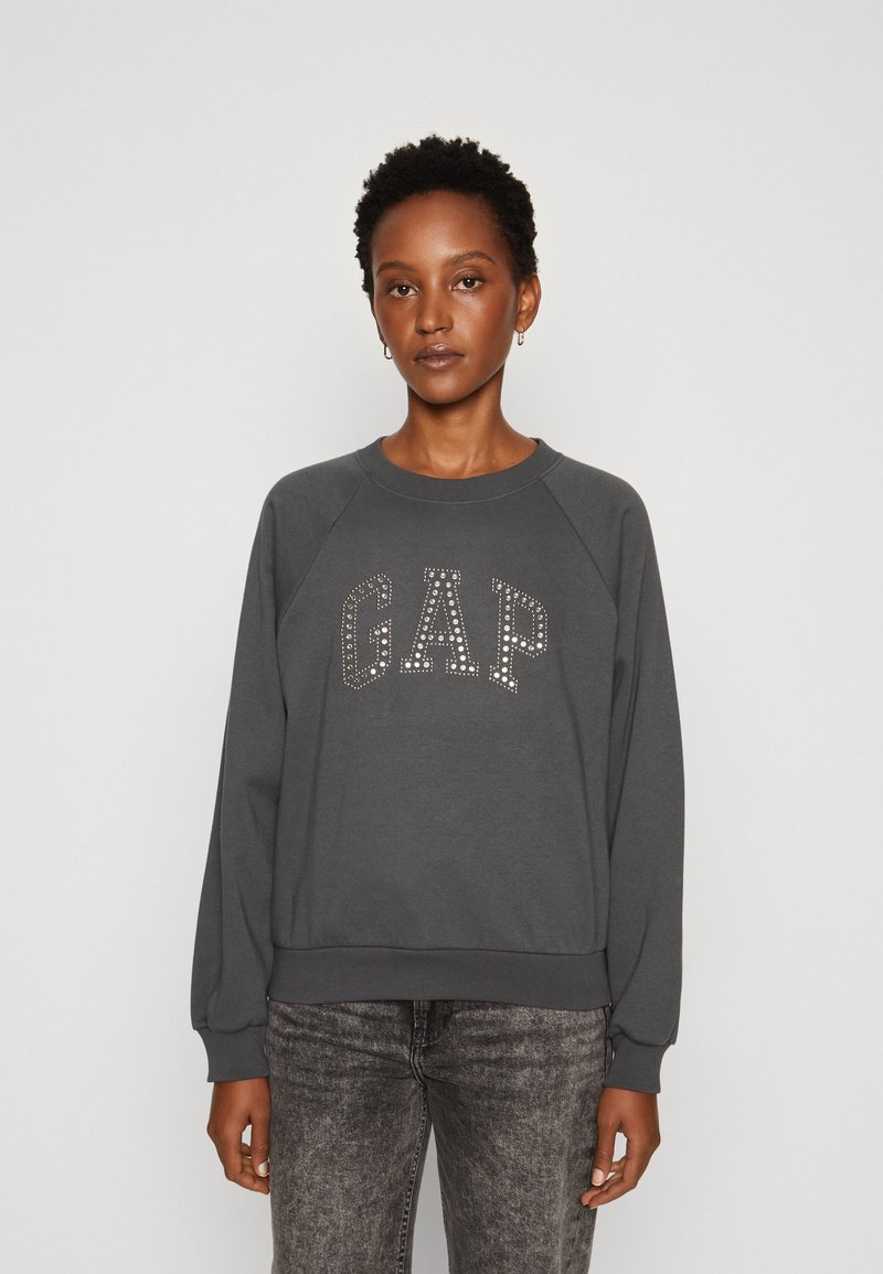 GAP HOLIDAY LOGO RAGLAN CREW - Sudadera - cast iron/negro jaspeado ...