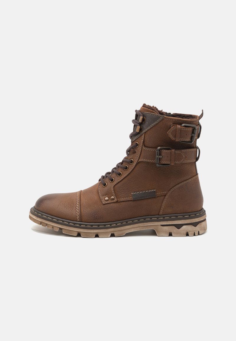 Pier One LEATHER - Lace-up ankle boots - cognac - Zalando