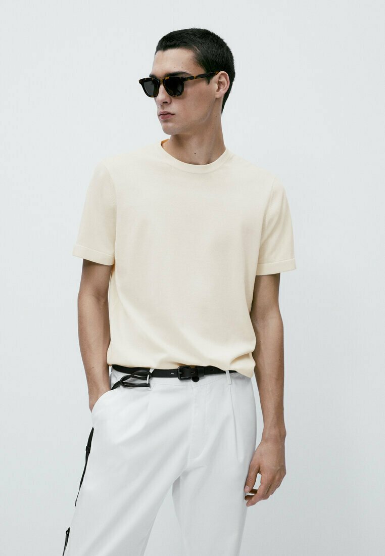 Massimo Dutti T-shirt basic - beige - Zalando.nl
