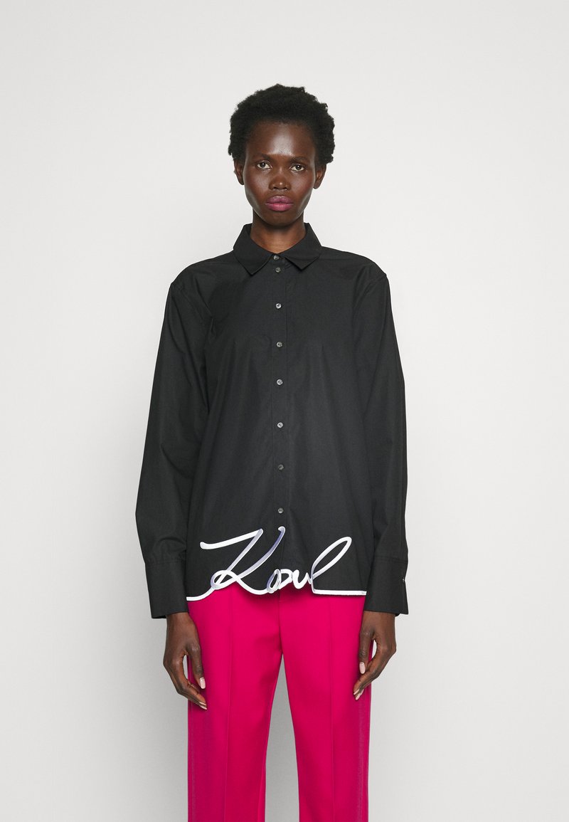 KARL LAGERFELD HEM SIGNATURE - Užsagstoma palaidinė - black/juoda ...