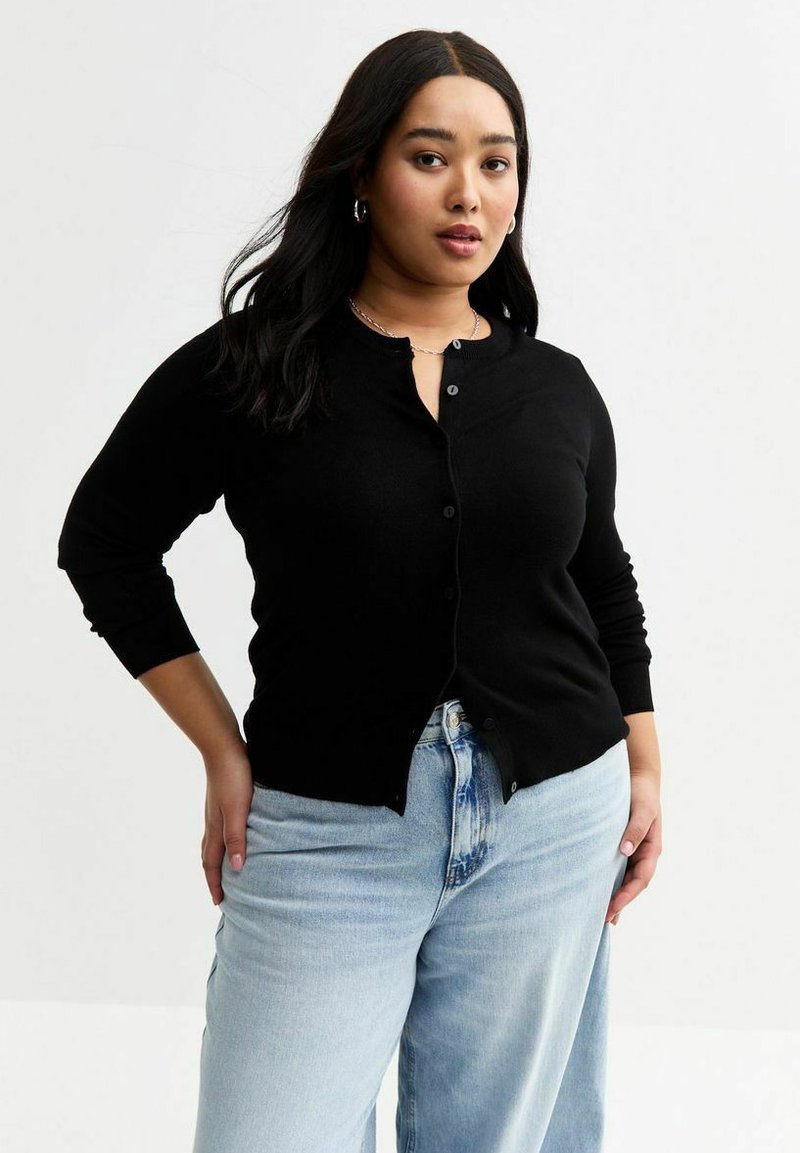 New Look CURVES CREW NECK LONG SLEEVE - Vest - black/zwart - Zalando.be