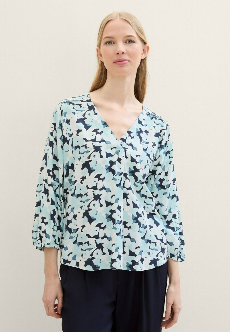 TOM TAILOR MIT V-AUSSCHNITT - Bluse - blue small floral design/blau ...