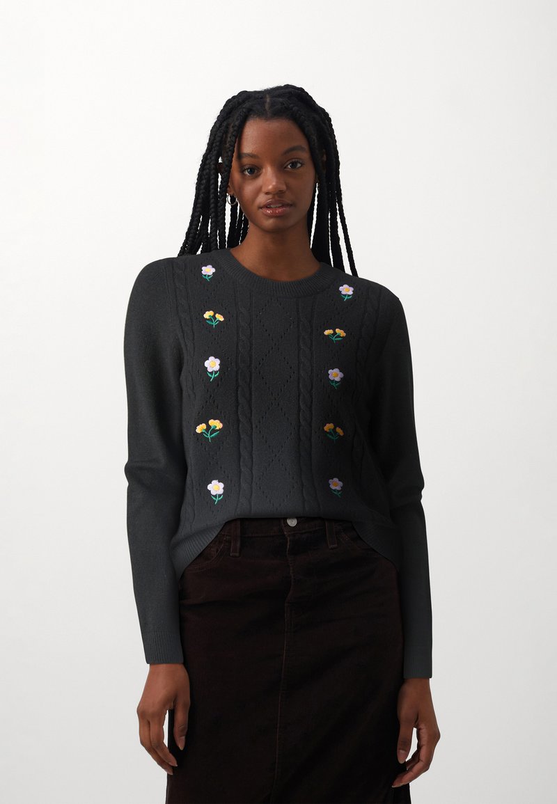 Object OBJTHESS CABLE - Stickad tröja - black/svart - Zalando.se