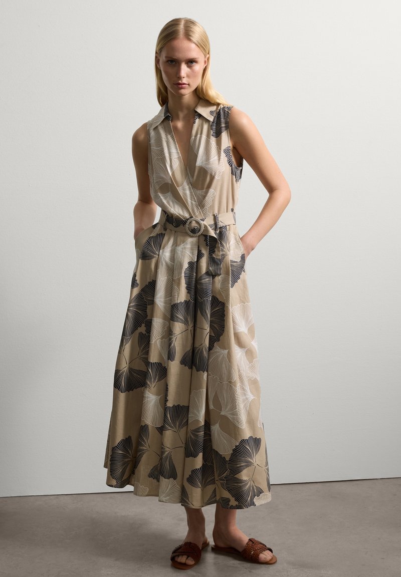 Stefanel CROSSOVER - Shirt dress - beige grey/beige - Zalando