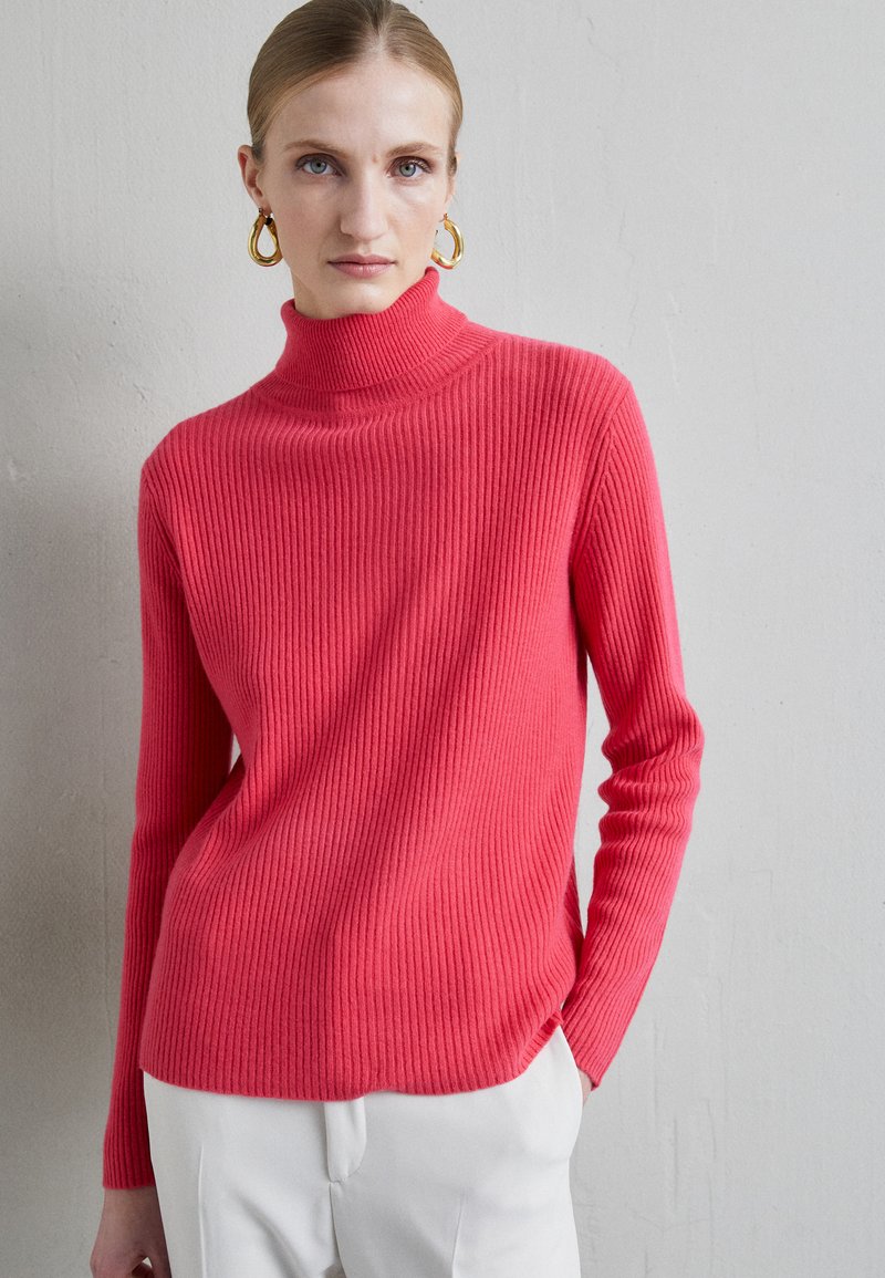 KNITID CASHMERE SKINNY RIB ROLL NECK - Strickpullover - hot rose/pink ...