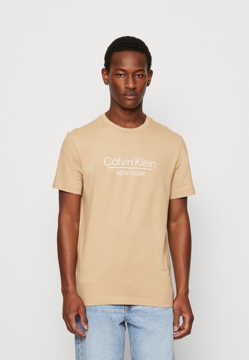 Calvin Klein New York Logo T Shirt Print Travertinebeige Zalandobe