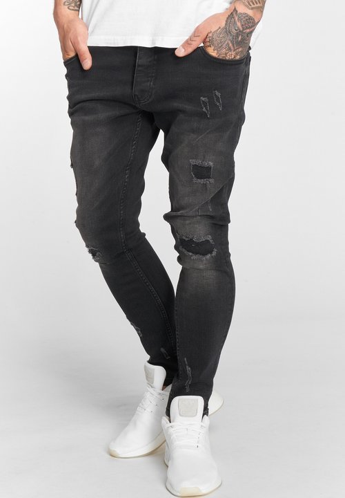 Urban Classics HEAVY DESTROYED SLIM FIT JEANS - Slim fit -farkut - blue ...