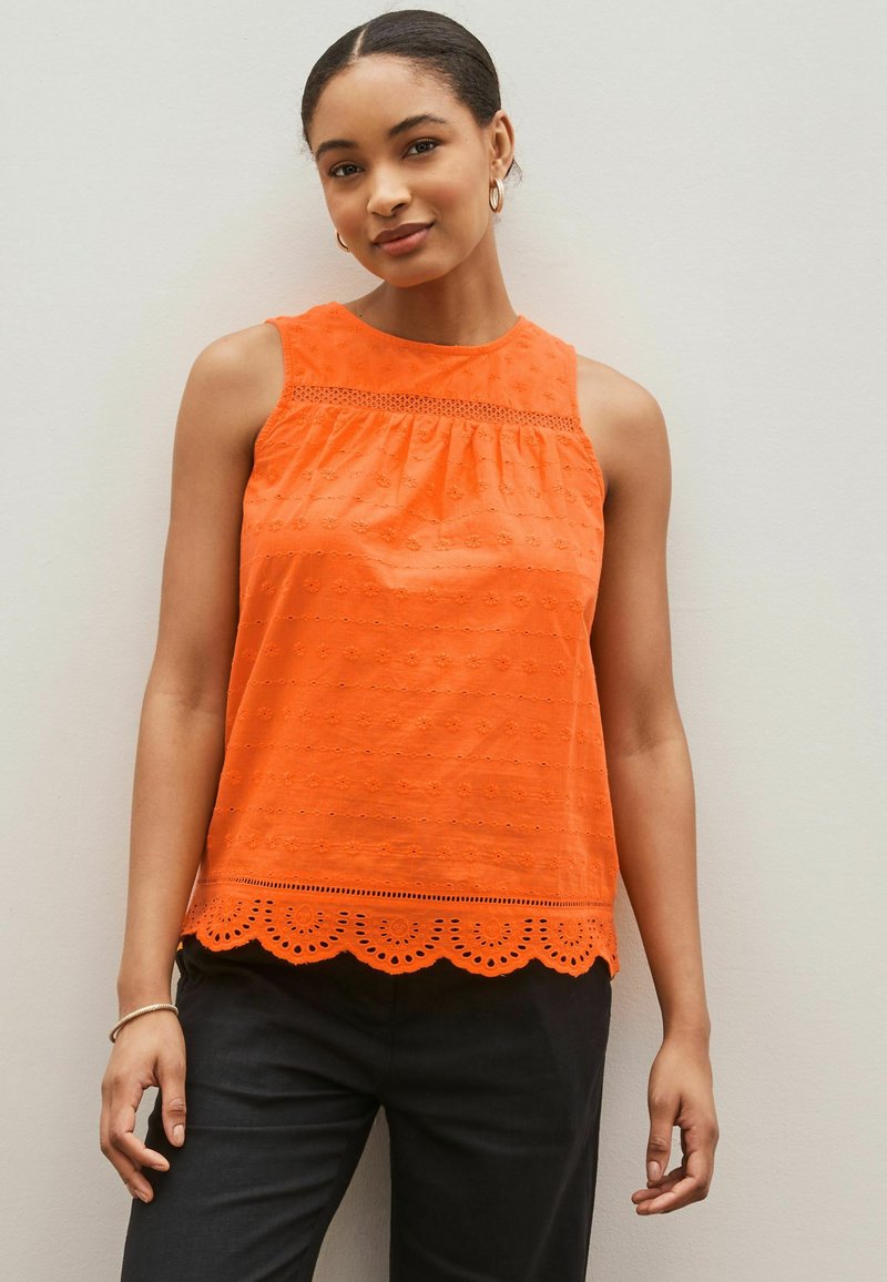 Next SLEEVELESS BRODERIE SHELL TOP - Pusero - bright orange/oranssi ...