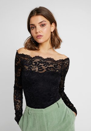 Urban Classics LADIES LACE LONGSLEEVE BODY - Bluse - black/schwarz ...