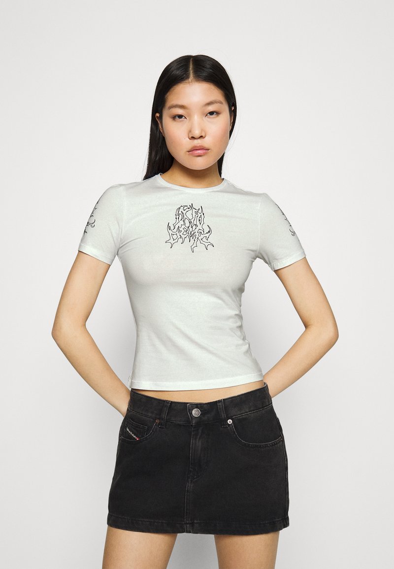 Weekday SLIM PRINTED - Print T-shirt - white - Zalando.ie