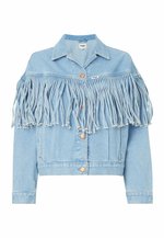 Wrangler WESTERN FRINGE - Denim jacket - cloud nine/light-blue denim ...