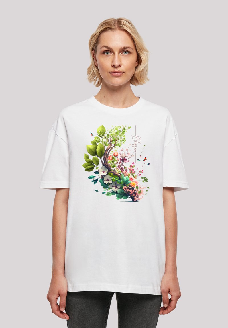 F4NT4STIC BAUM MIT BLUMEN - Print T-shirt - weiß/white - Zalando