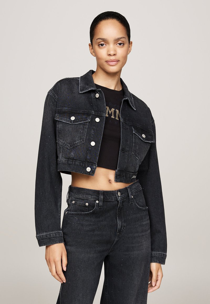Tommy Jeans BOXY FIT CROP - Teksajakk - denim black/must teksa - Zalando.ee