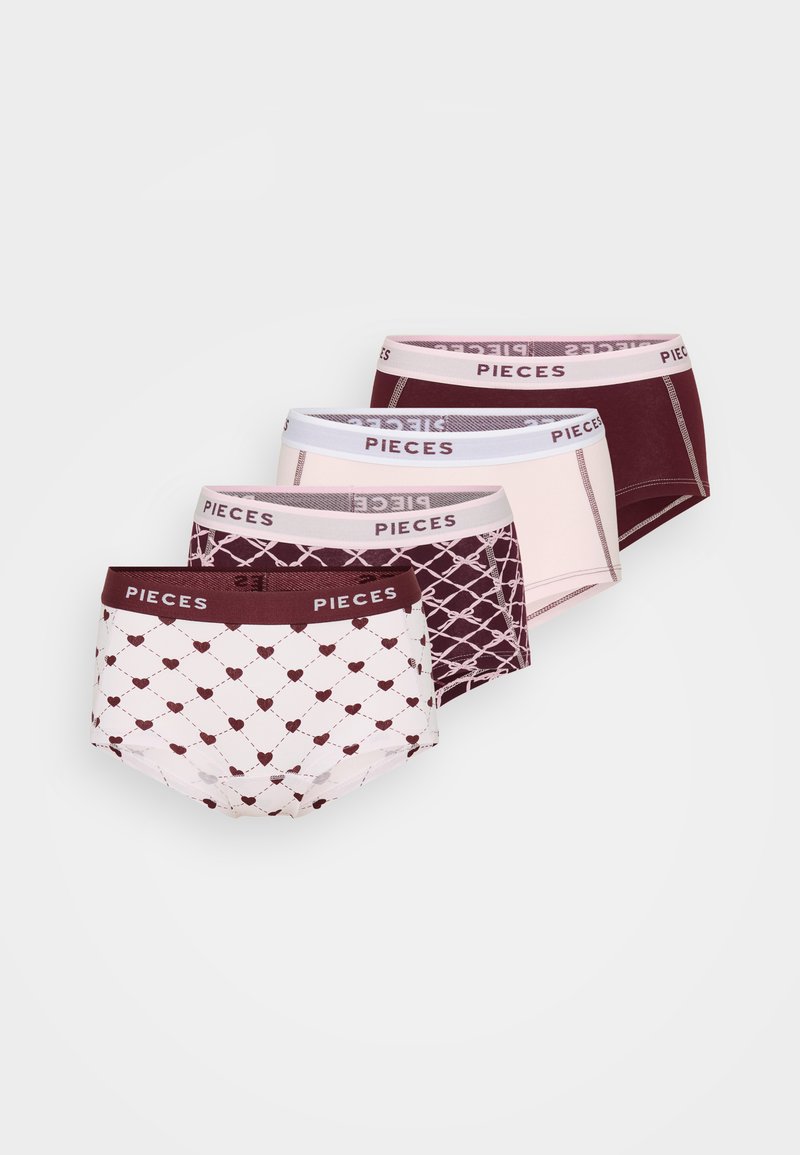 Pieces Boxer PCLOGO 4-pack - Boyshorts - tawny port/beige - Zalando