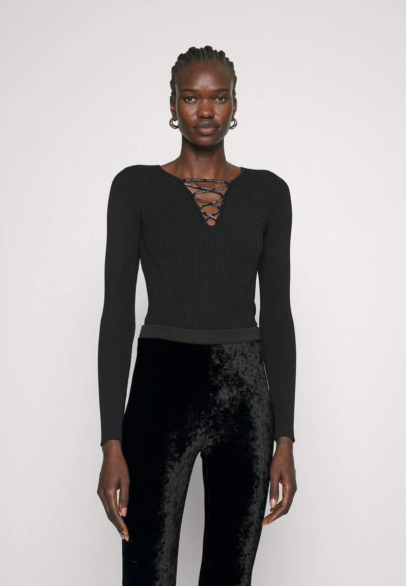 KARL LAGERFELD KNIT BODY - Topper langermet - black/svart - Zalando.no